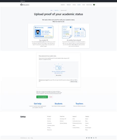 Proof Type Option Missing When Applying To Github Global Campus As A