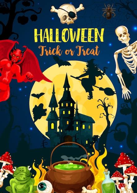 Castillo De Halloween De Monstruos Y Fantasmas De Drácula Vector Premium
