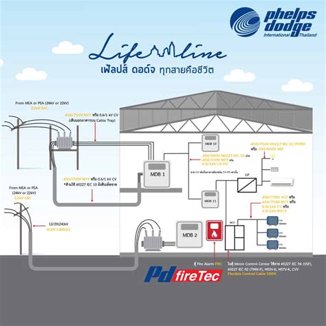 การติดตั้งสายไฟฟ้าที่ใช้สำหรับเป็นสายเมน สายประธาน ภายในโรงงาน