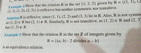 Example Show That The Relation R In The Set Given By R