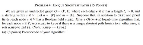 Problem 4 Unique Shortest Paths 15 Points We Are