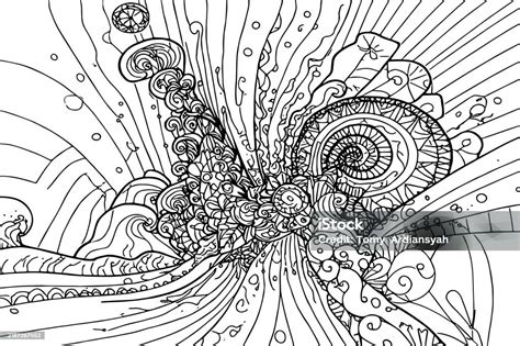 블랙과 화이트의 꽃 디자인으로 둘러싸인 복잡한 나선형 패턴 예술적 낙서 개념 0명에 대한 스톡 벡터 아트 및 기타 이미지 0명 개념 검은색 Istock