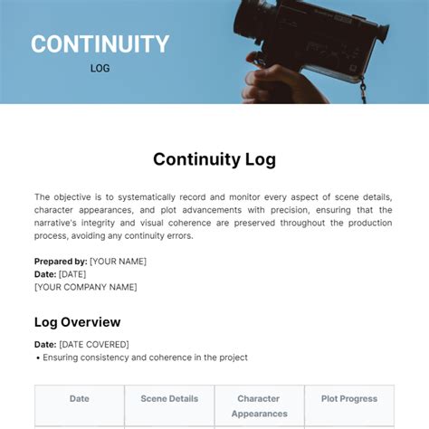 Free Continuity Log Template To Edit Online