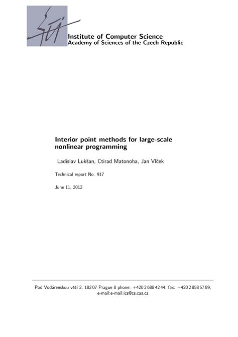 Pdf Interior Point Methods For Large Scale Nonlinear Programming