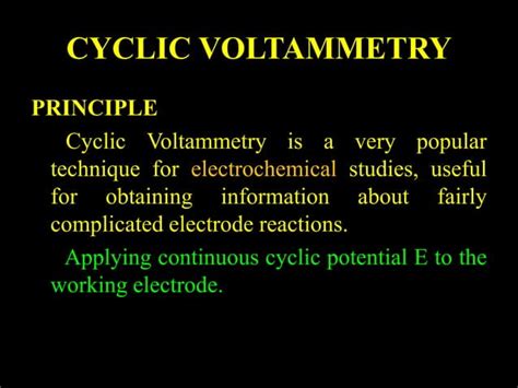 Cyclic Voltammetry Application Pptx Chemistry Science