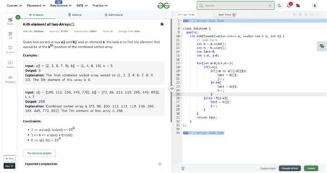 gfg160 twopointers sortedarrays kthelement cpp dsa gfg160… sri