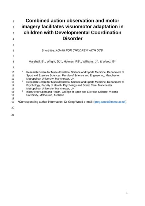 Pdf Combined Action Observation And Motor Imagery Facilitates Visuomotor Adaptation In