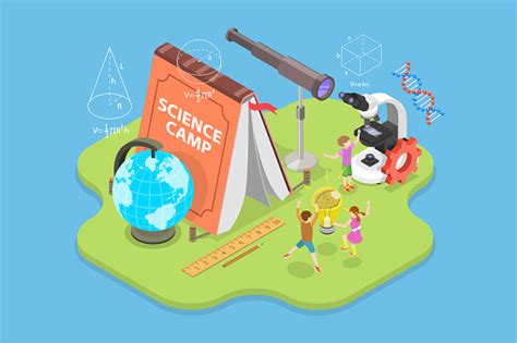 3d 아이소메트릭 플랫 벡터 과학 캠프의 개념적 일러스트 레이 션 여름 캠프에 대한 스톡 벡터 아트 및 기타 이미지 여름 캠프 캠핑 책 Istock