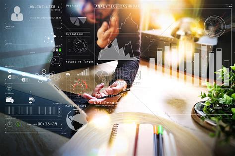 智能bi和业务分析ba与关键绩效指标kpi仪表板概念使用voip耳机与数字平板电脑对接高清图片下载 正版图片505232188 摄图网