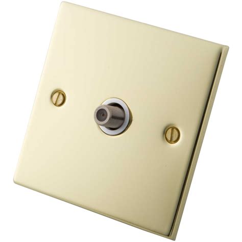 M2 Decorative 1 Gang Satellite Socket White Insert Polished Brass 6051