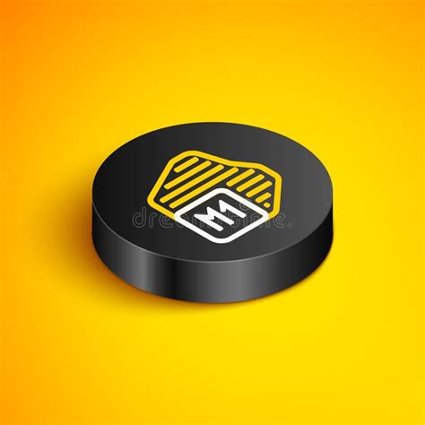 Isometric Line Processor Icon Isolated On Yellow Background Cpu