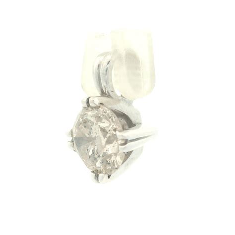 Contemporary 14k White Gold Solitaire Diamond Pendant W Report For