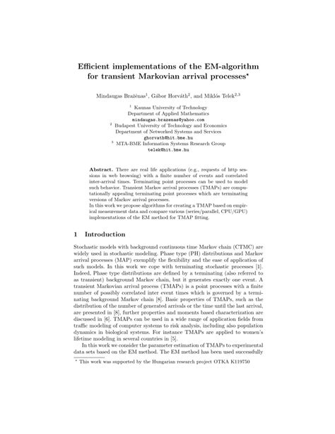 Pdf Efficient Implementations Of The Em Algorithm For Transient