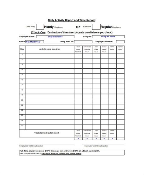 Daily Report Template Excel Printable Word Searches