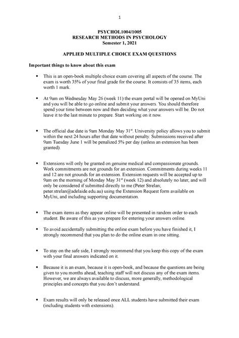 Research Methods Quiz PSYCHOL1004 RESEARCH METHODS IN PSYCHOLOGY Semester 1 2021 APPLIED