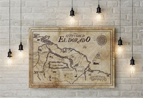 El Dorado Map Art Print Vintage Style Lost City Of Gold Etsy