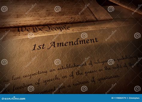 First Amendment Text Stock Image Image Of Paper Parchment 119886979