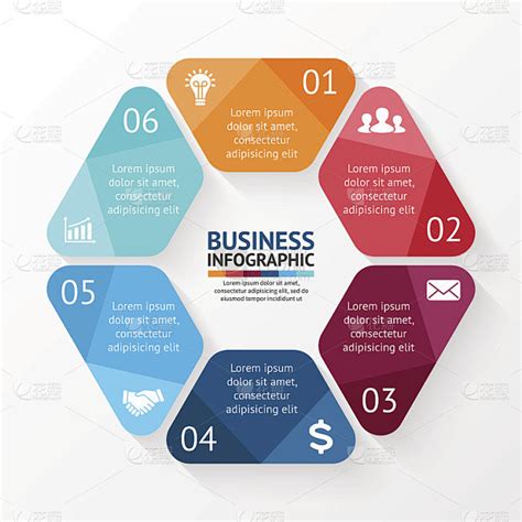 矢量圆六边形信息图。模板循环图，图表，演示