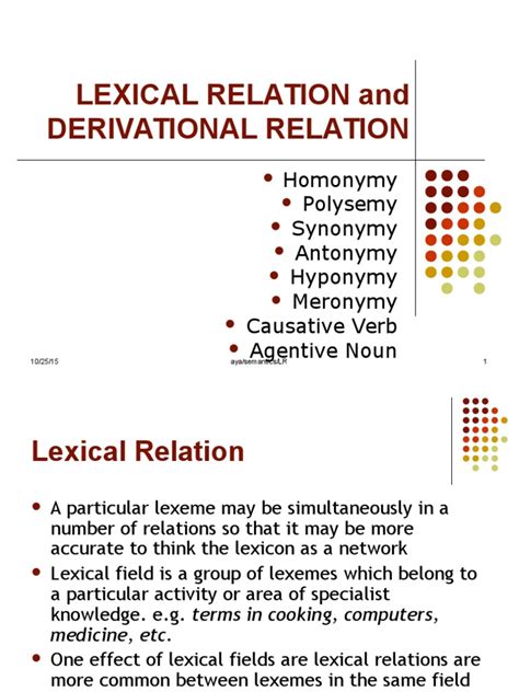 Lexical Relation Lexical Semantics Lexicon
