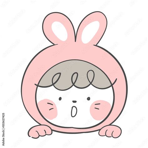 토끼 의상을 입은 캐릭터 얼굴 Stock Vector Adobe Stock