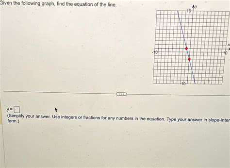 solved given the following graph find the equation of the