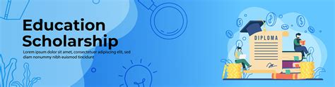 교육 장학금 웹 배너 디자인 학생들은 동전과 책의 스택에 공부 큰 언롤링 졸업장 종이 온라인 교육 디지털 교실 E러닝 개념 헤더 또는 푸터 배너입니다 장학금에 대한 스톡
