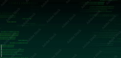 Green Binary Numbers 0101 Code On Dark Background Data Stream For