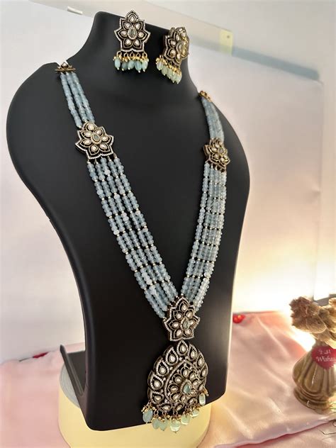 Turquoise Mehndi Bead Jewellery Set Astikya