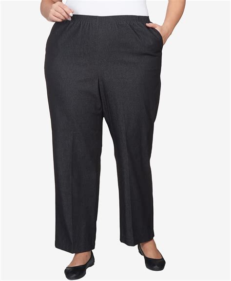 Alfred Dunner Womens Plus Size Denim Comfort Waistband Mid Rise Regular Fit Straight Leg Pant