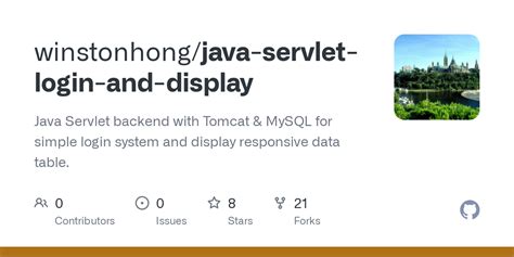 Github Winstonhong Java Servlet Login And Display Java Servlet Backend With Tomcat Mysql