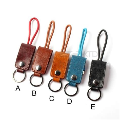 Genuine Leather Clip On Keychain Data Charge Cable For Andriod Micro USB With Improved Chipset