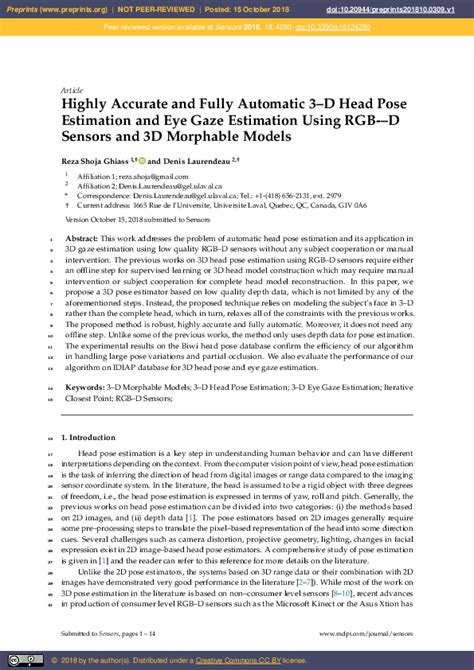 Pdf Highly Accurate And Fully Automatic 3 D Head Pose Estimation And Eye Gaze Estimation Using
