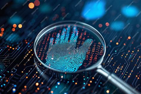 premium photo binary verification magnifying glass examines