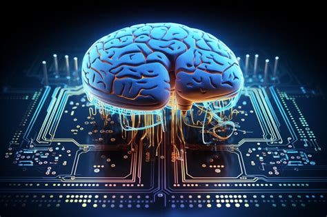 premium ai image brain merging computer