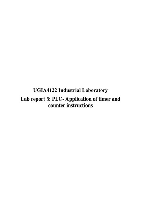 Lab Report 5 Plc Application Of Timer And Counter Instructions