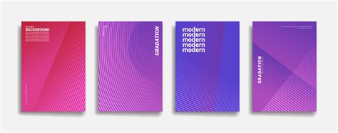 Bright Gradient Color Abstract Line Pattern Modern Background Cover Design Set 2550695 Vector