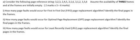 solved a consider the following page reference string