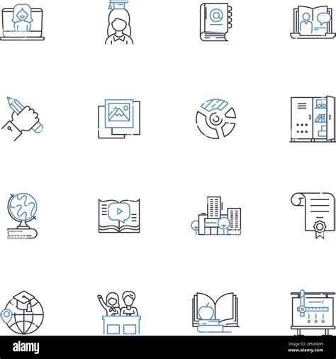 Technical Institute Line Icons Collection Engineering Technology Science Innovations