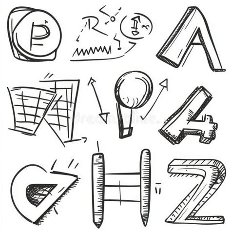 hand drawn doodle alphabet a b c d z stock illustration