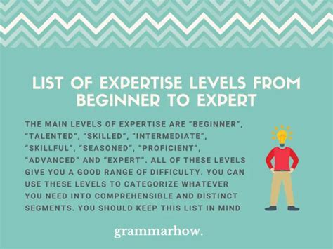 List Of Expertise Levels From Beginner To Expert
