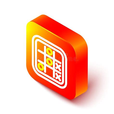 Isometric Line Tic Tac Toe Game Icon Isolated On White Background Orange Square Button Stock