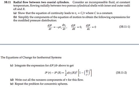 Solved 3b11 Radial Flow Between Two Coaxial Cylinders