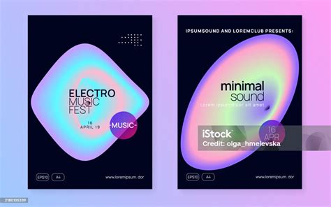 사운드 페스트 집 및 콘서트 디자인 밝은 전자 배너 커버를 위한 멋진 글리치 초대장 개념에 대한 미래 지향적 인 패턴 핑크와 블루 사운드 페스트 Dj에 대한 스톡 벡터 아트