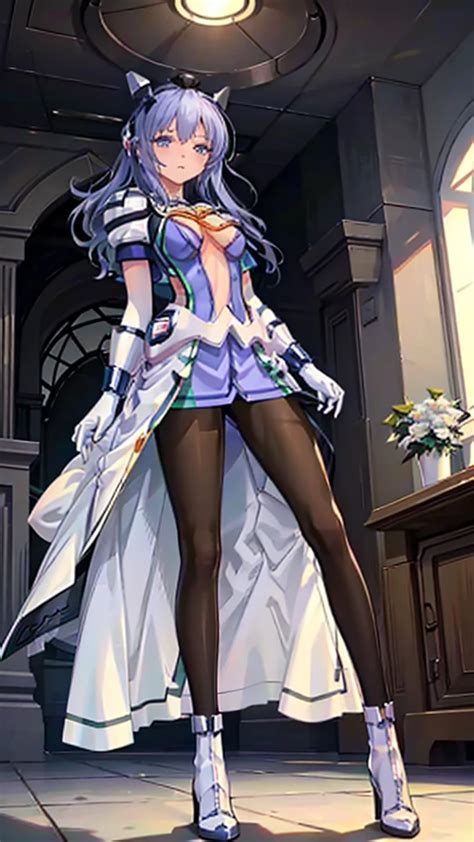 최고 품질，심포니설탕연한 파란색 머리진한 파란 눈머리 장식긴 머리하얀 긴장갑연한 파란색 짧은 드레스 Seaart Ai