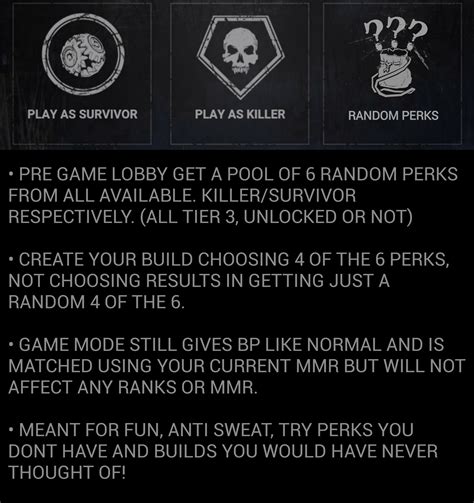 random perk game mode r deadbydaylight