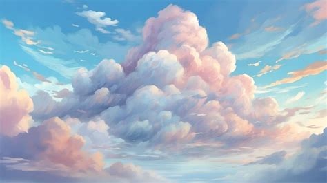 El Cielo Azul Pastel De La Cascada De Nubes Con Nubes Viscosas Foto