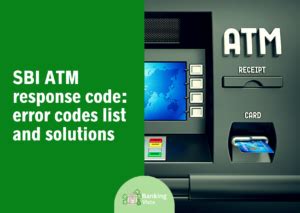 SBI ATM Response Code Error Codes List And Solutions Banking Vista