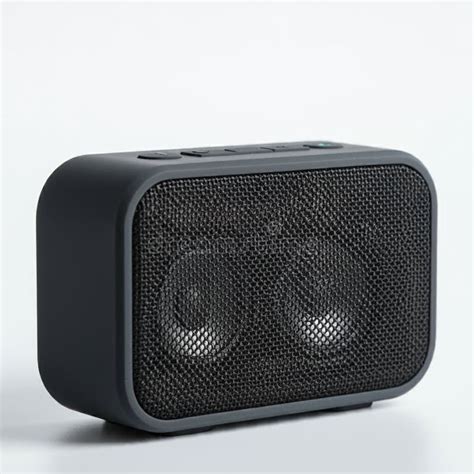 Rectangular Black Bluetooth Speaker With Rounded Corners On A White Backdrop Stock Illustration