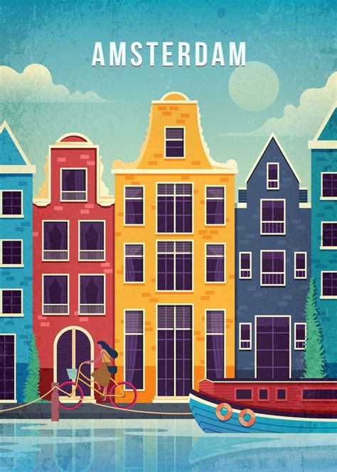 Amsterdam Vintage Poster Poster By Kunyah Displate