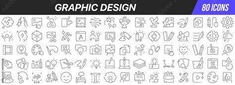 Graphic Design Line Icons Collection Big Ui Icon Set In A Flat Design Thin Outline Icons Pack